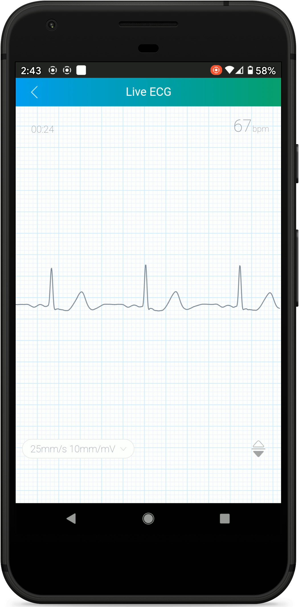 pixel phone showing live ECG